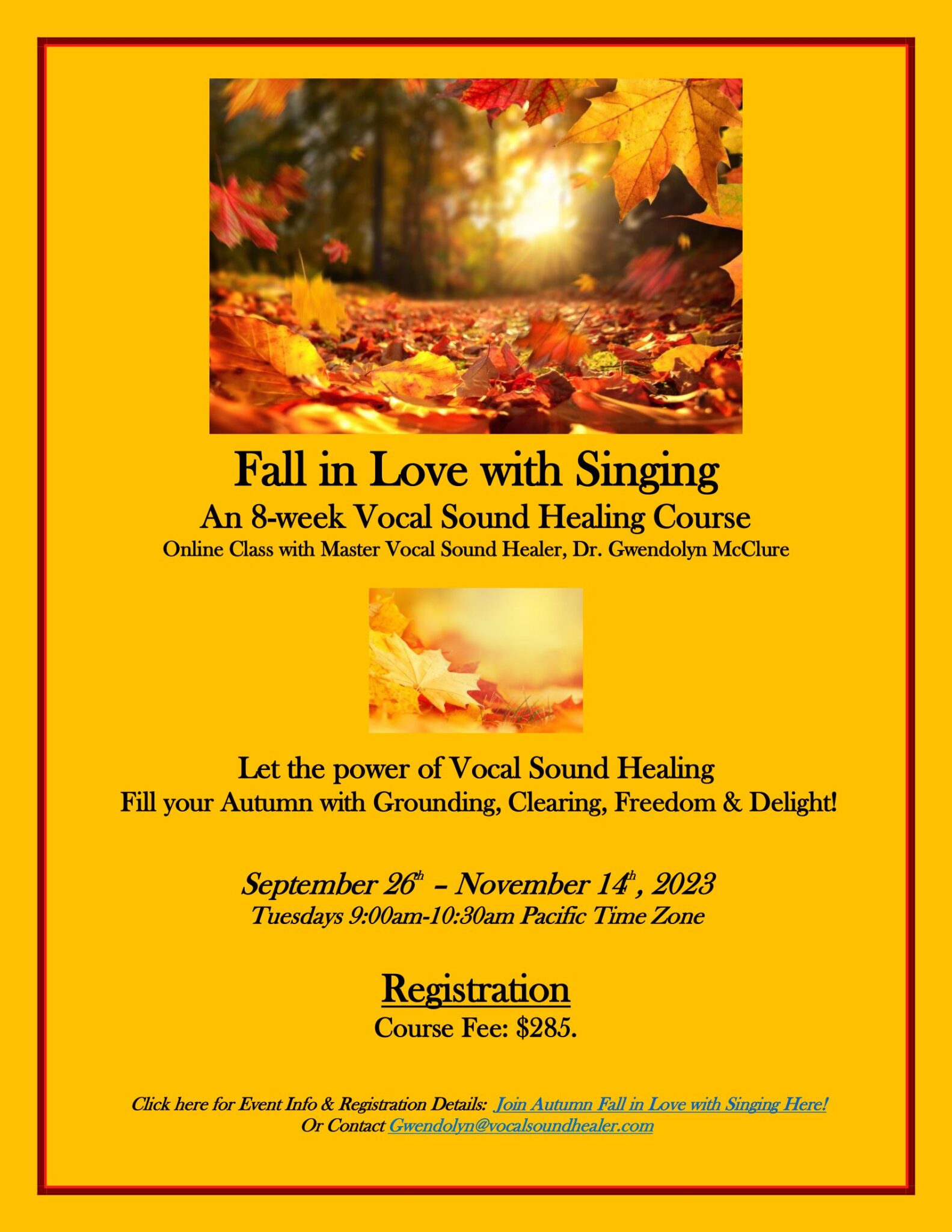 Autumn 2023 Fall In Love With Singing 8-wk Course 9/26 - 11/14